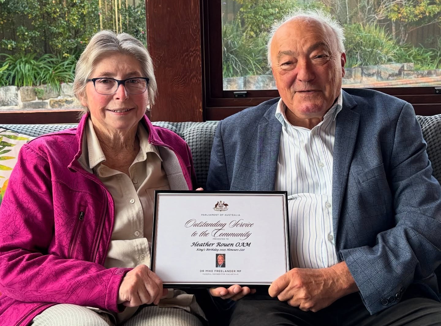 Dr Freelander’s tribute to our newest OAM recipient